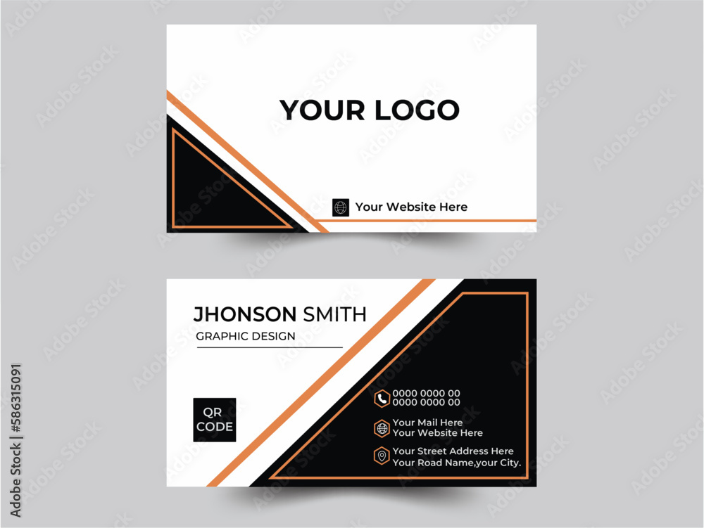 Double-sided creative business card template.Portrait and landscape ...