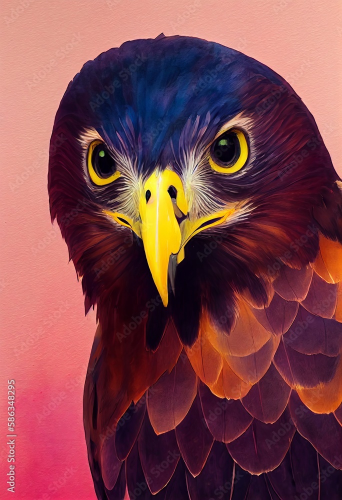 Funny adorable portrait headshot of cute harris hawk bird. South ...