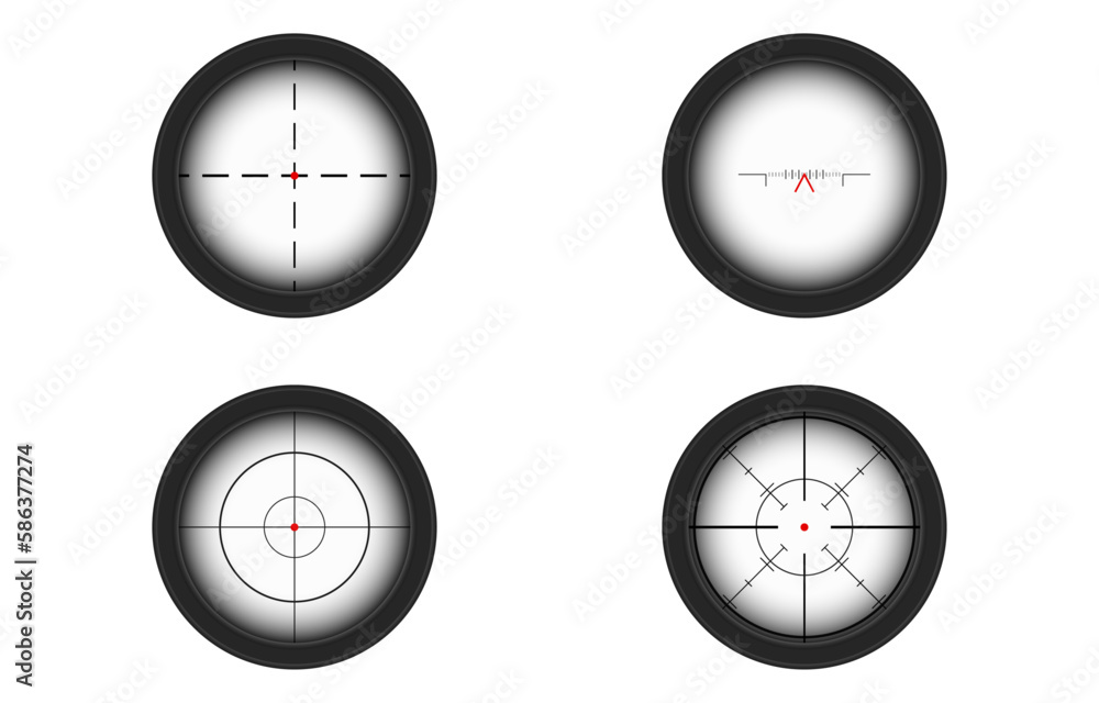 Set of vector sights on an isolated transparent background. Crosshair ...