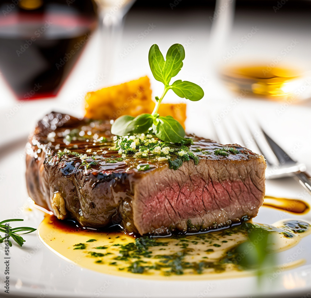 Stock-Illustration „The Perfect Cut: A Close-Up of Delicious Entrecôte ...