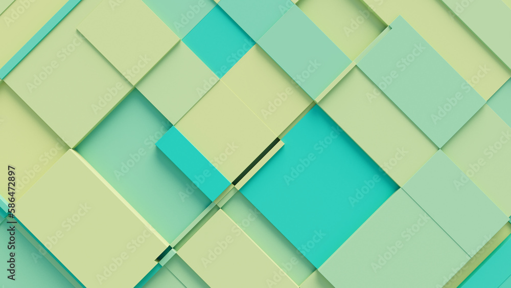 Turquoise and Yellow Tech Background with a Geometric 3D Structure ...