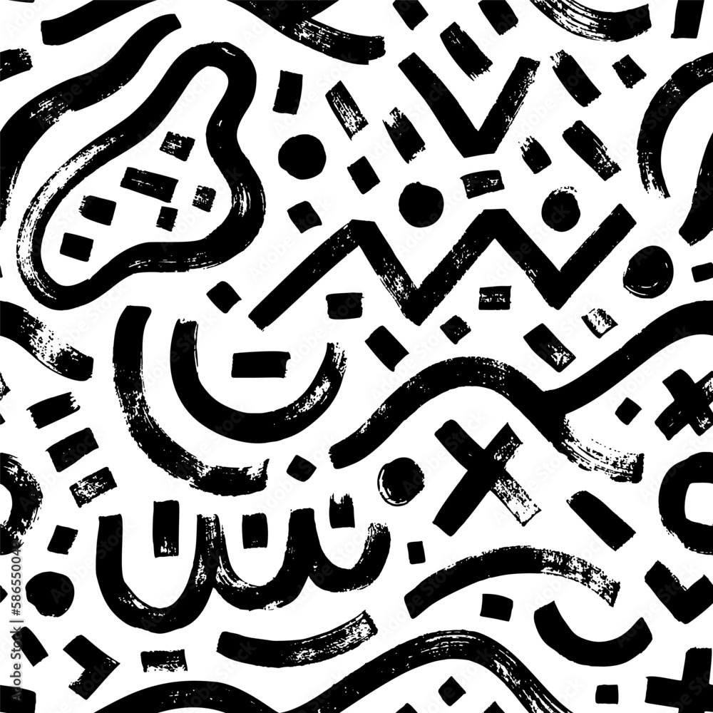 Hand drawn doodle vector seamless pattern. Geometric background with ...