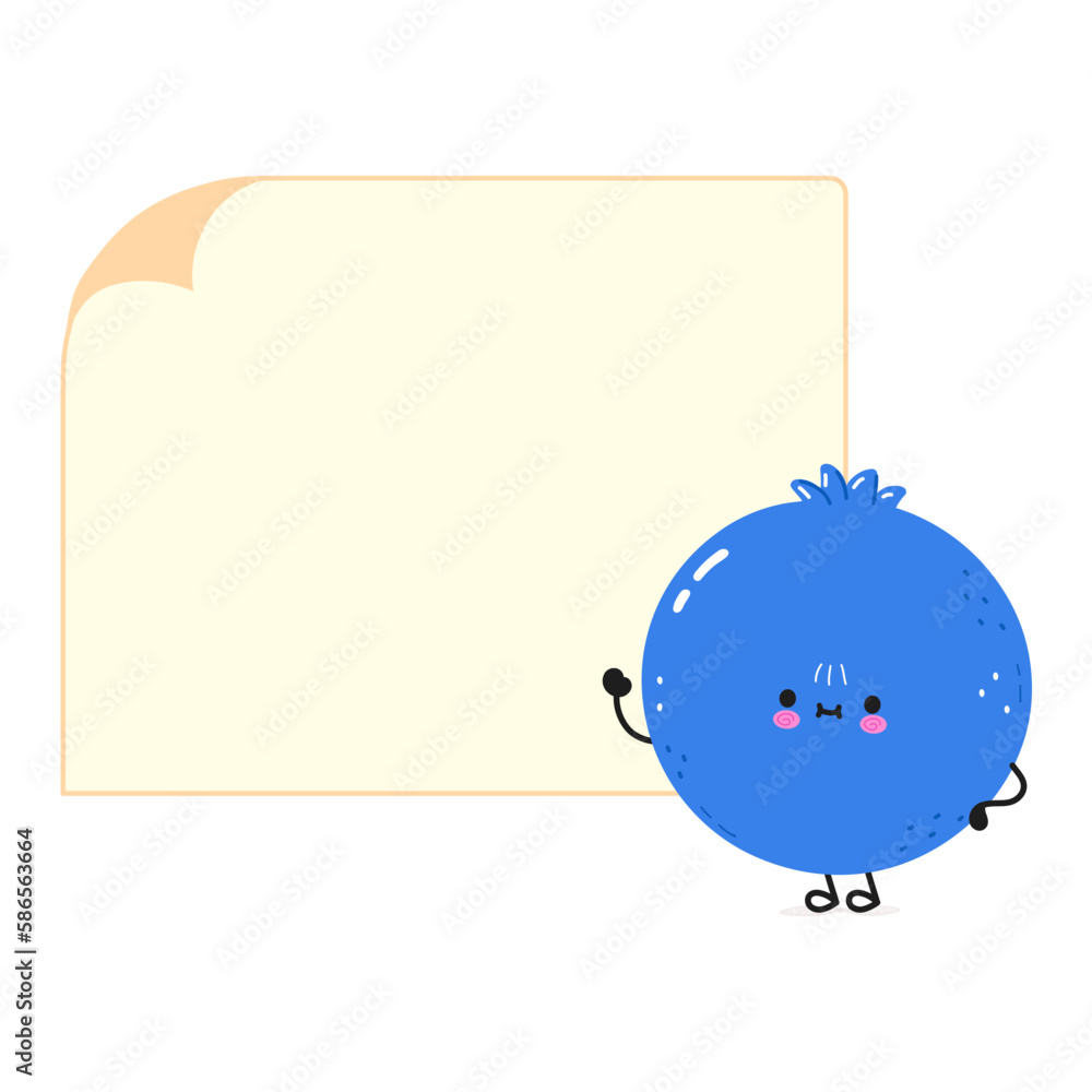Cute funny Blueberry poster character. Vector hand drawn cartoon kawaii ...
