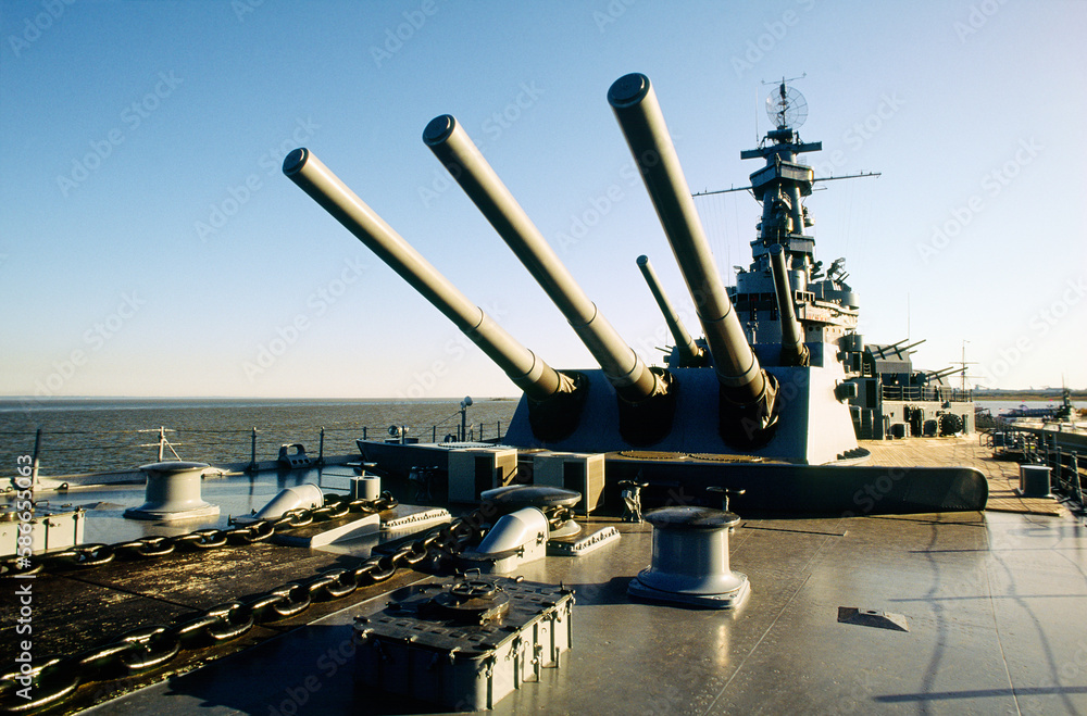 USS Alabama WW2 battleship on display at Battleship Memorial Park, on ...