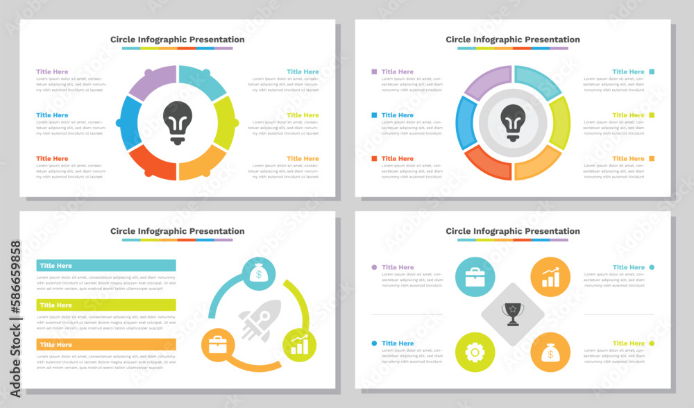 Circle Infographic Presentation Editable Template Stock Vector | Adobe ...