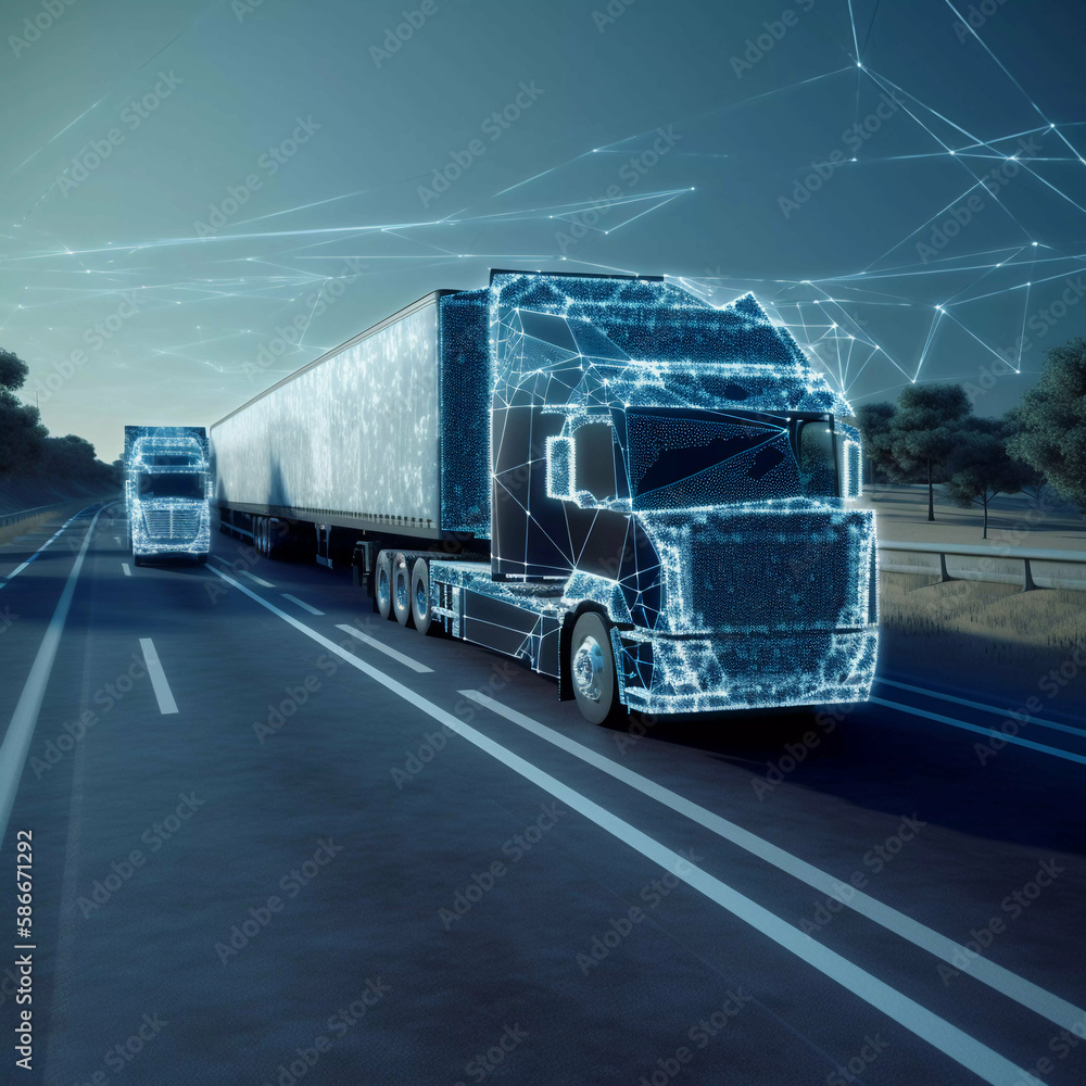Advanced transportation technology - cool blue, grey - digital ...