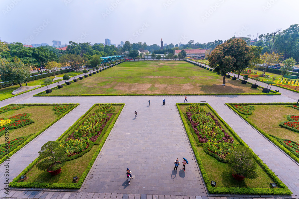 view inside of Imperial Citadel of Thang Long in Hanoi, Vietnam, the ...
