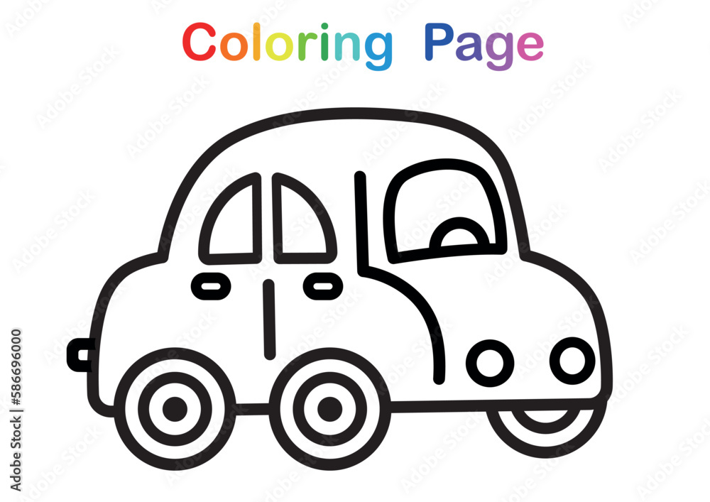 Cartoon Car Colouring Page. Vector illustration. 素材庫向量圖 | Adobe Stock