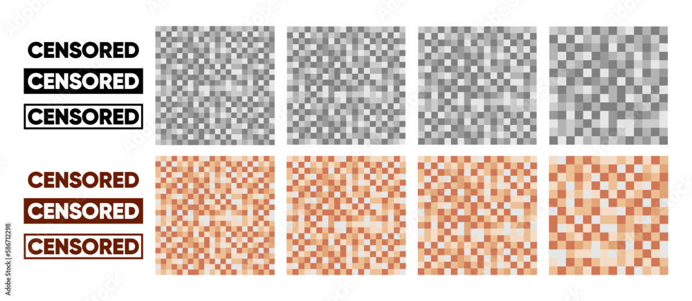 Censored pixel mosaic elements. Censor concept. Censorship blurred ...
