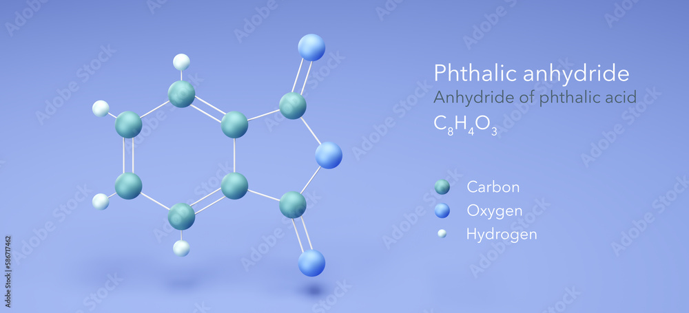 phthalic anhydride molecule, molecular structures, anhydride of ...