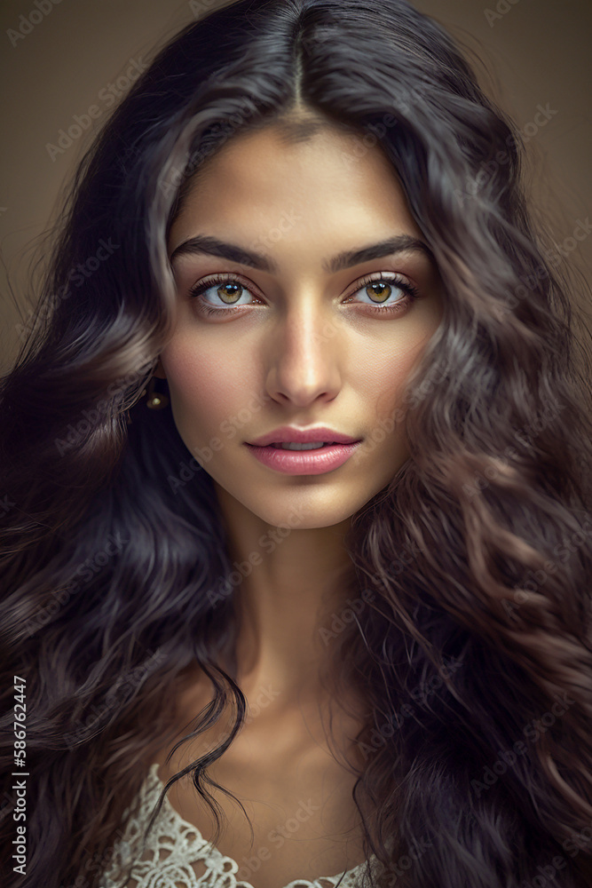 Beautiful iranian girl closeup portrait. Generative AI Stock ...