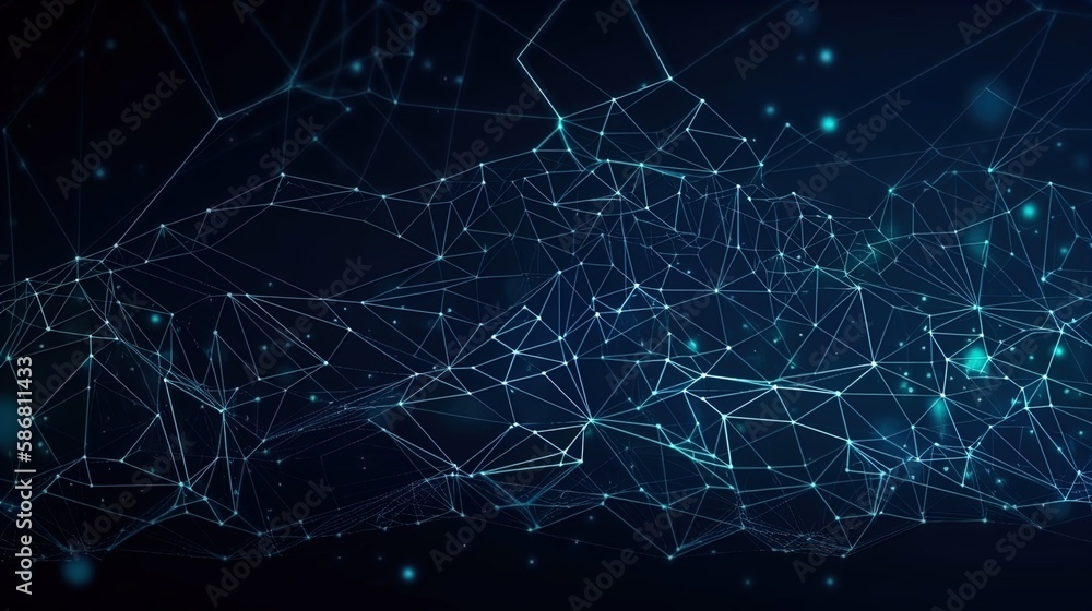 Blue Gradient Digital Polygons: A Network Grid Fusion background ...