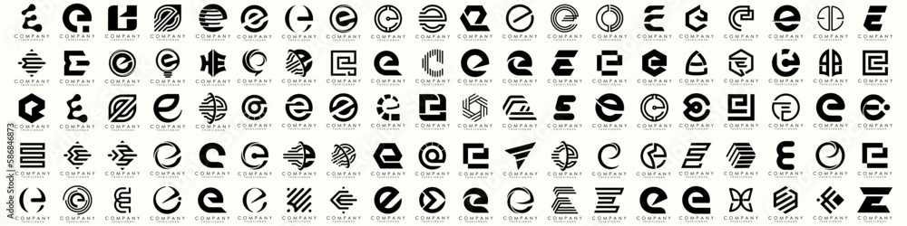 mega collection letters E logo design inspiration. minimalist abstract ...