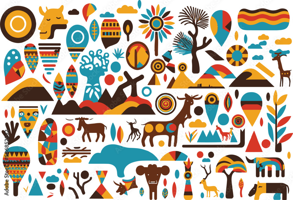 African Folklore Symbol Vector Illustration: Ethnic Tribal Traditional ...