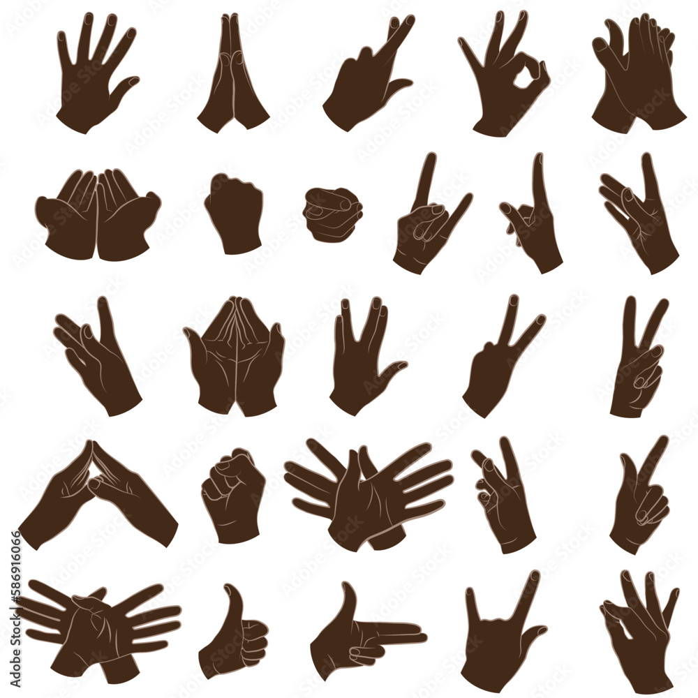 Vector illustration of various African American hand gestures ...