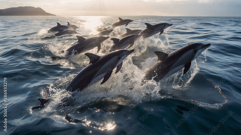dolphin pod Stock Illustration | Adobe Stock