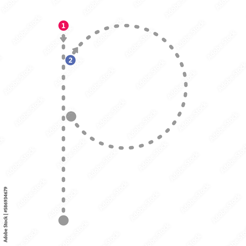 Tracing alphabet letter p lowercase prewriting dotted line element for ...
