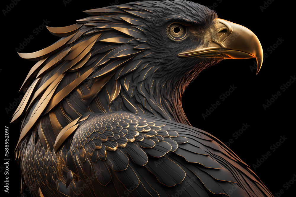 Gold black eagle. AI generation Stock Illustration | Adobe Stock