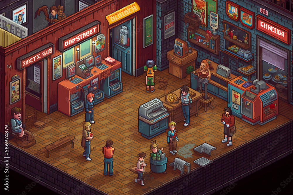 Pixel art fantasy RPG game map, isometric map top view, background in ...