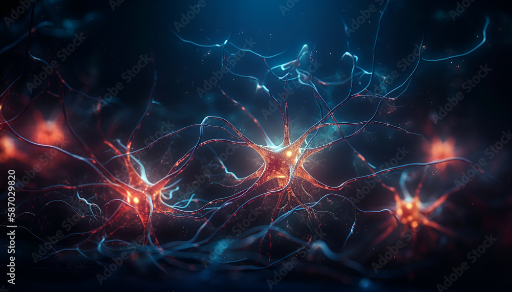Ilustración de Stock Conceptual illustration of neuron cells with ...