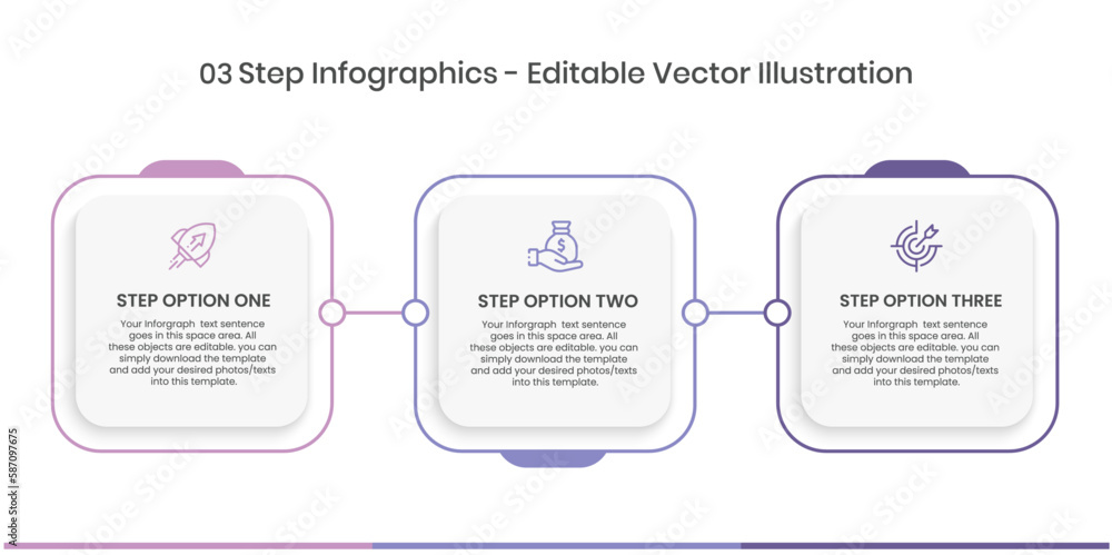 3 Steps Infographics Design Template - Graph, Pie chart, workflow ...