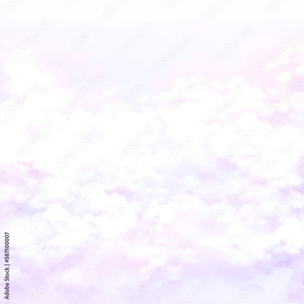 Cute pastel purple sky with clouds hand drawn background Stock ...