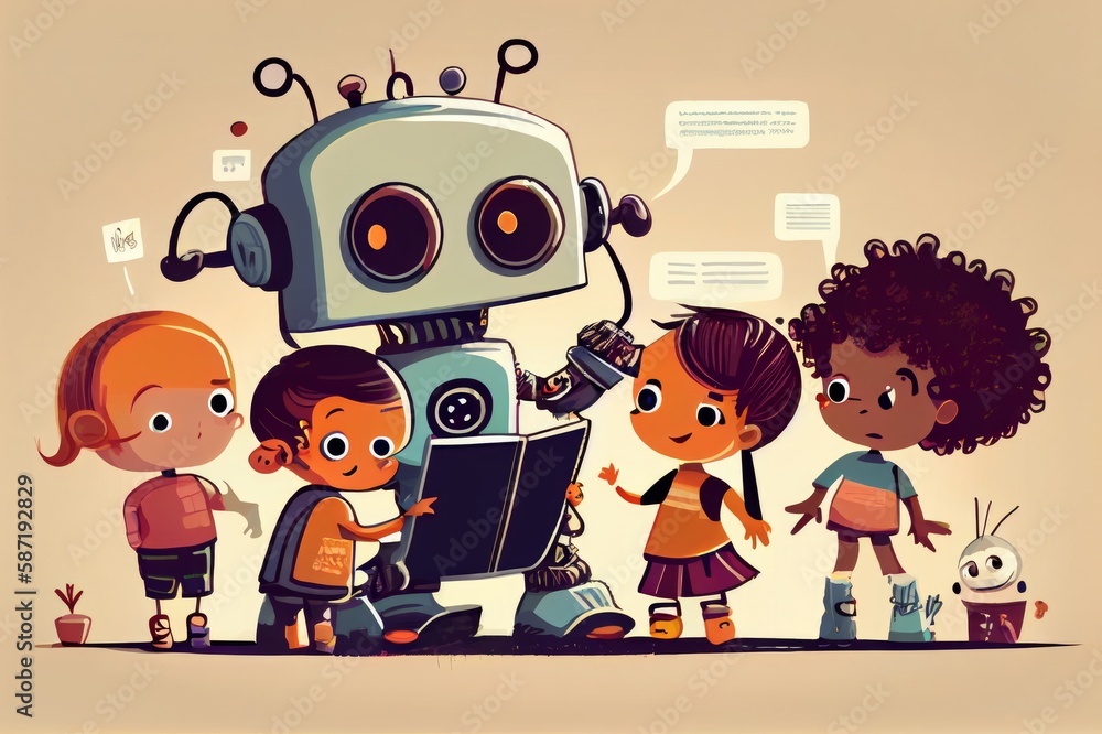 Cartoon style of educational interaction in the early age.New ...
