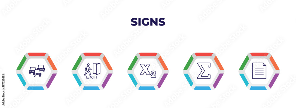 editable outline icons with infographic template. infographic for signs concept. included ...