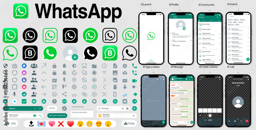 Mobile messenger screen inspired by whatsapp. Vector illustration ...