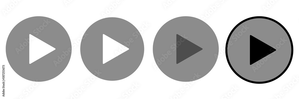 play video button icon set on png transparent background Stock ...