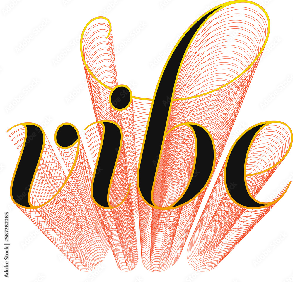 Digital generated image of vibe text with spiral shadow effect against ...