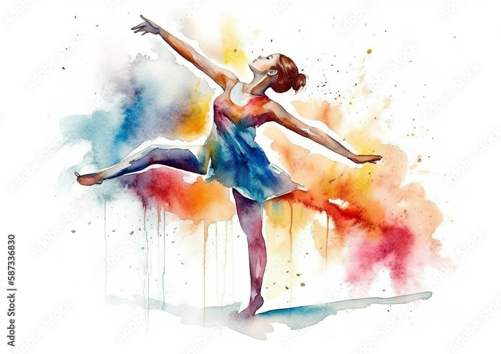 Watercolor abstract representation of rhythmic gymnastics. Rhythmic ...
