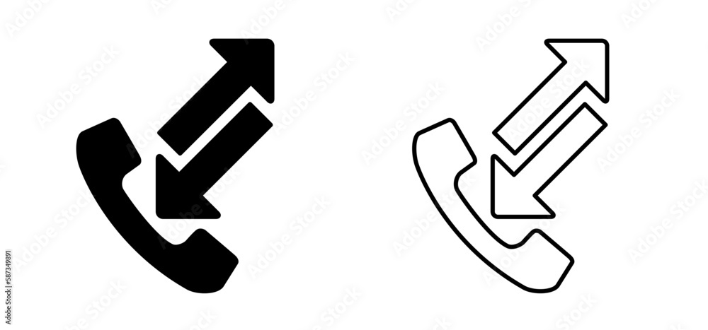Vetor Incoming or outgoing call symbol. Phone call with two arrows sign ...