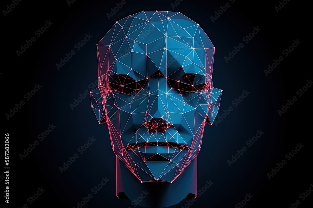 Ilustración de Stock Human head created in low poly style. Man face ...