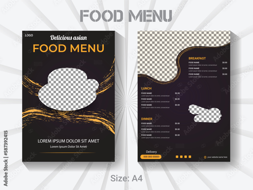 A4 size brifold brochure new year food menu template. modern vector ...