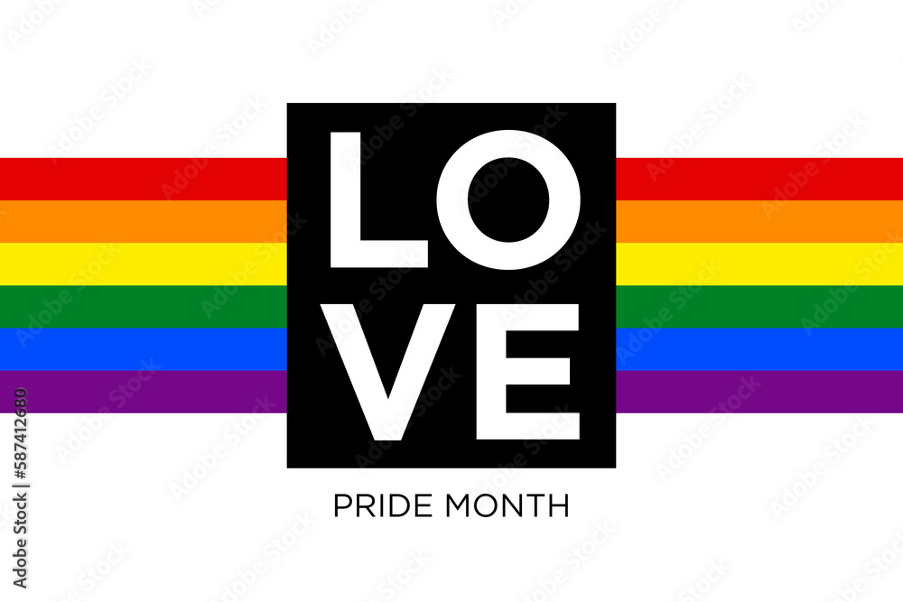 Love pride month. Colorful rainbow lgbtqia flag for gay pride concept ...