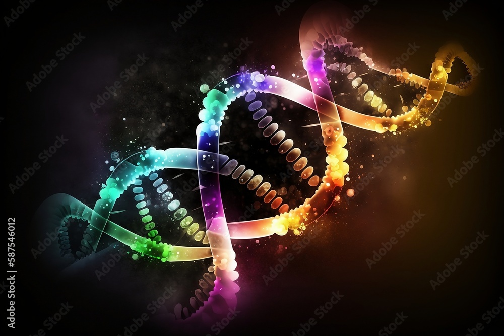 DNA symbol seen under the microscope, Generative AI, genetics, heredity ...