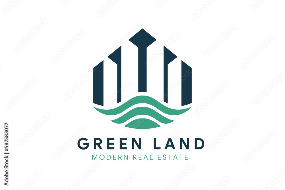 green land logo design template. Illustration Building house ...