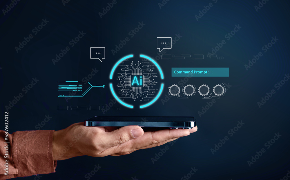 Ai Technology System. Businessman using chat bot intelligence Ai. Chat ...