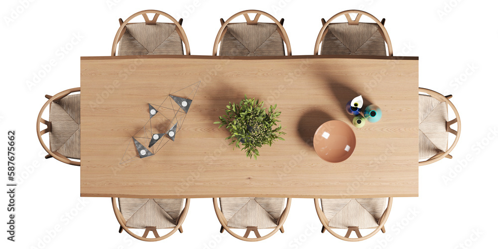 ภาพประกอบ Stock Top view of dining table with chairs | Adobe Stock