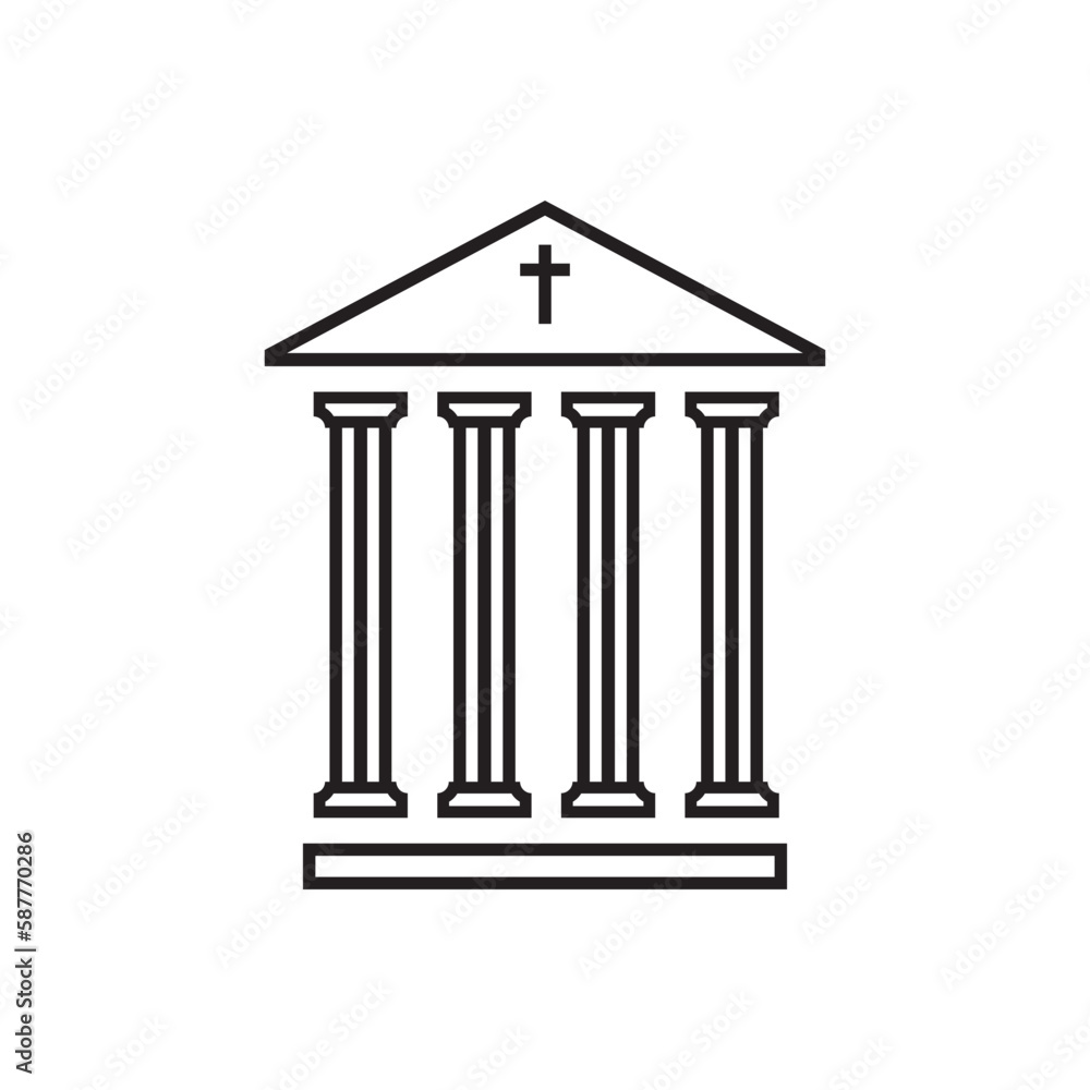 Museum vector icon. Bank sign. Christian temple icon. Art museum sign ...