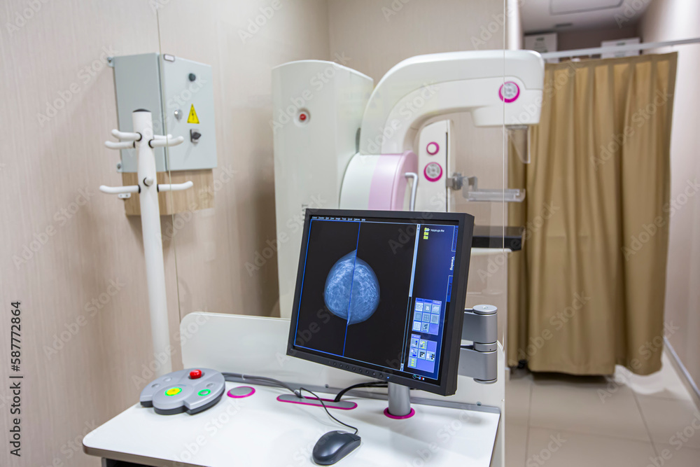 Mammography test at the hospital. Medical equipment. Mammography breast ...