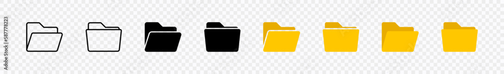 File folder icon set. Document vector sign. Folders icon collection on ...