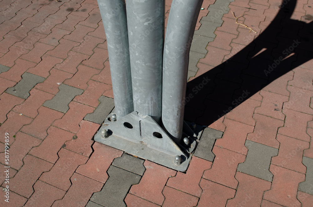 support base with steel structure, details of the galvanized steel ...
