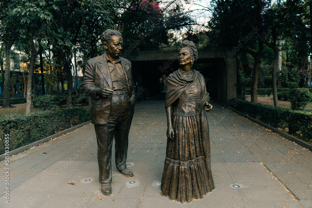 Mexico City -feb 2023: Frida Kahlo and Diego Rivera statues inside ...