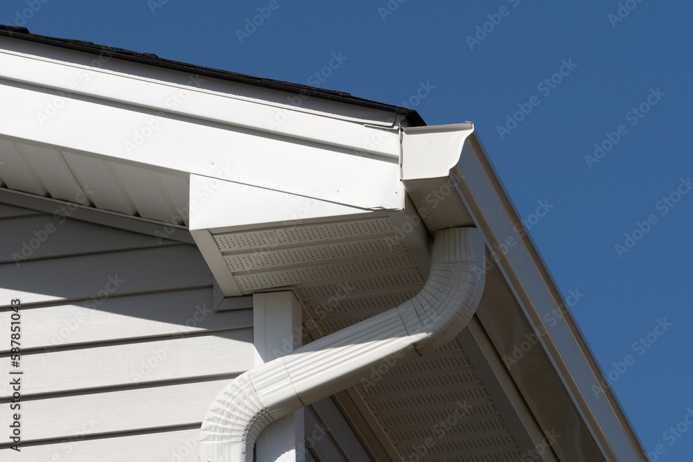 colonial white gutter guard system, fascia, drip edge, soffit providing ...