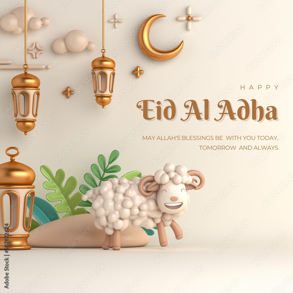 Greeting card on occasion Eid Muba, Arabic Islamic calligraphy of text ...