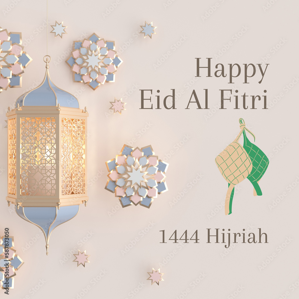 Greeting card on occasion Eid Muba, Arabic Islamic calligraphy of text ...