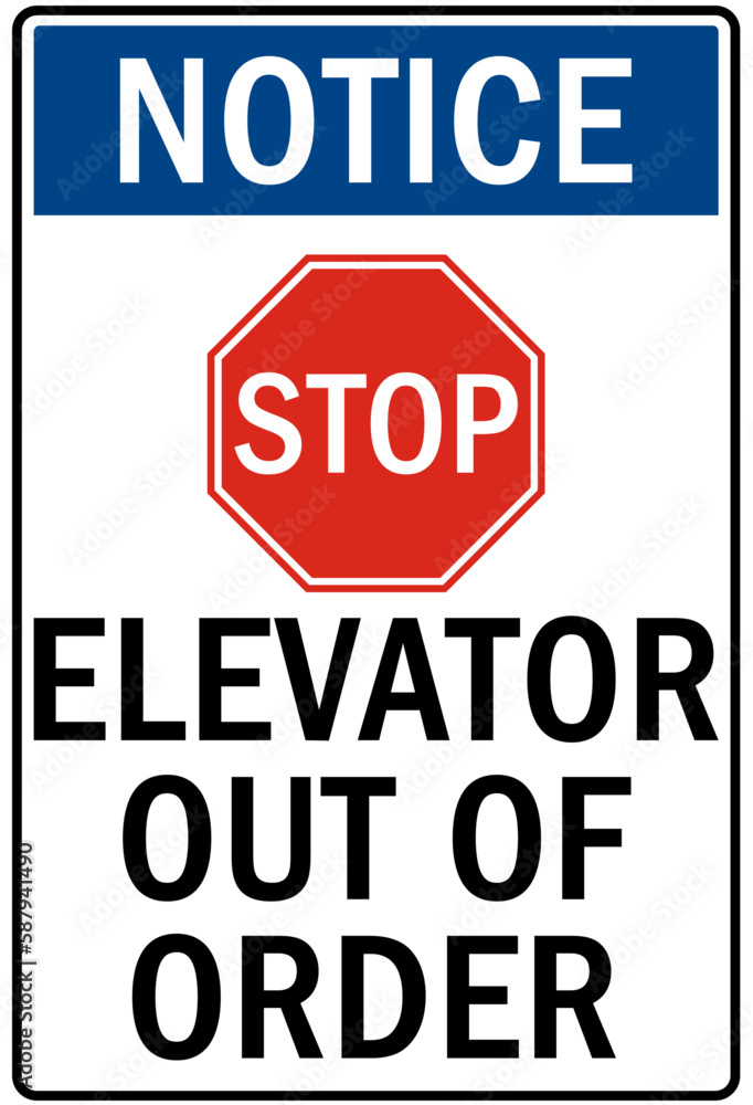 Elevator safety sign and labels elevator out of order Stock Vector ...