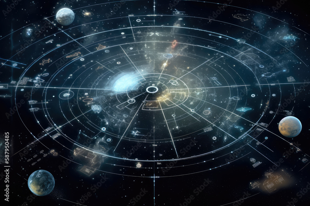 outer space environment, semi transparent astrology symbols, background ...